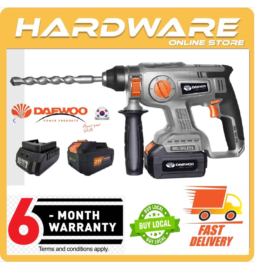 DAK3-22 Daewoo Pro 21V Brushless Cordless Rotary Hammer 22mm (4 in 1 ...