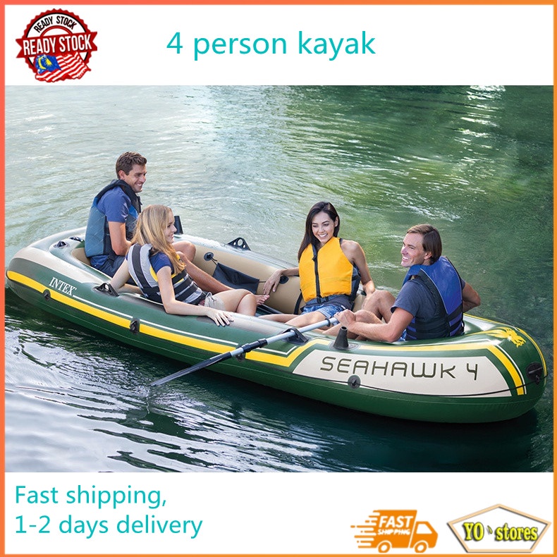 SEAHAWK 4 INTEX 68347 4 Person Kayak Rescue Fishing Inflatable Raft ...