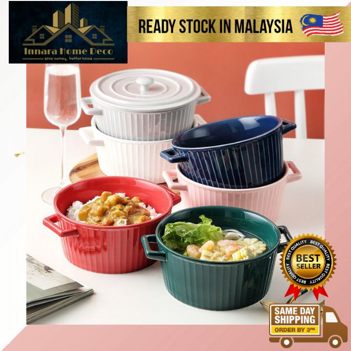 🔥Premium Quality🔥 Nordic Style Ceramic Double Ear Bowl With Lid ...