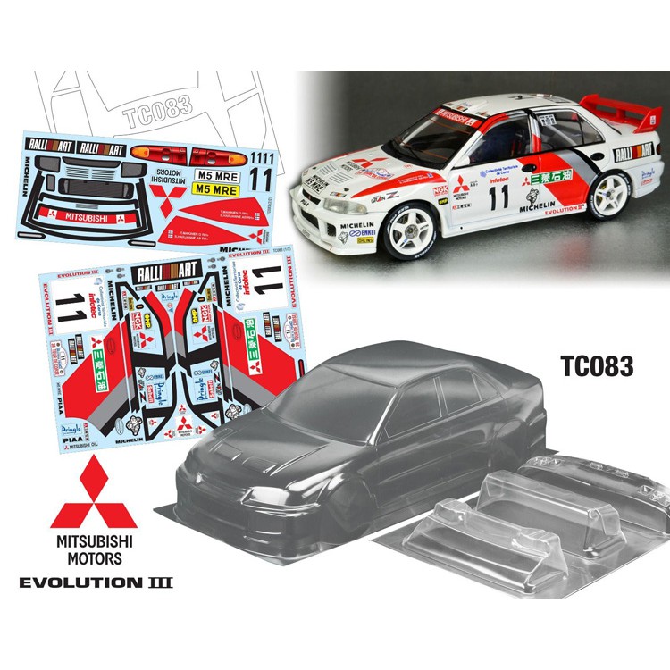 TeamC Mitsubishi Evolution III Evo3 Ralliart 1/10 190mm Clear Bodyshell ...