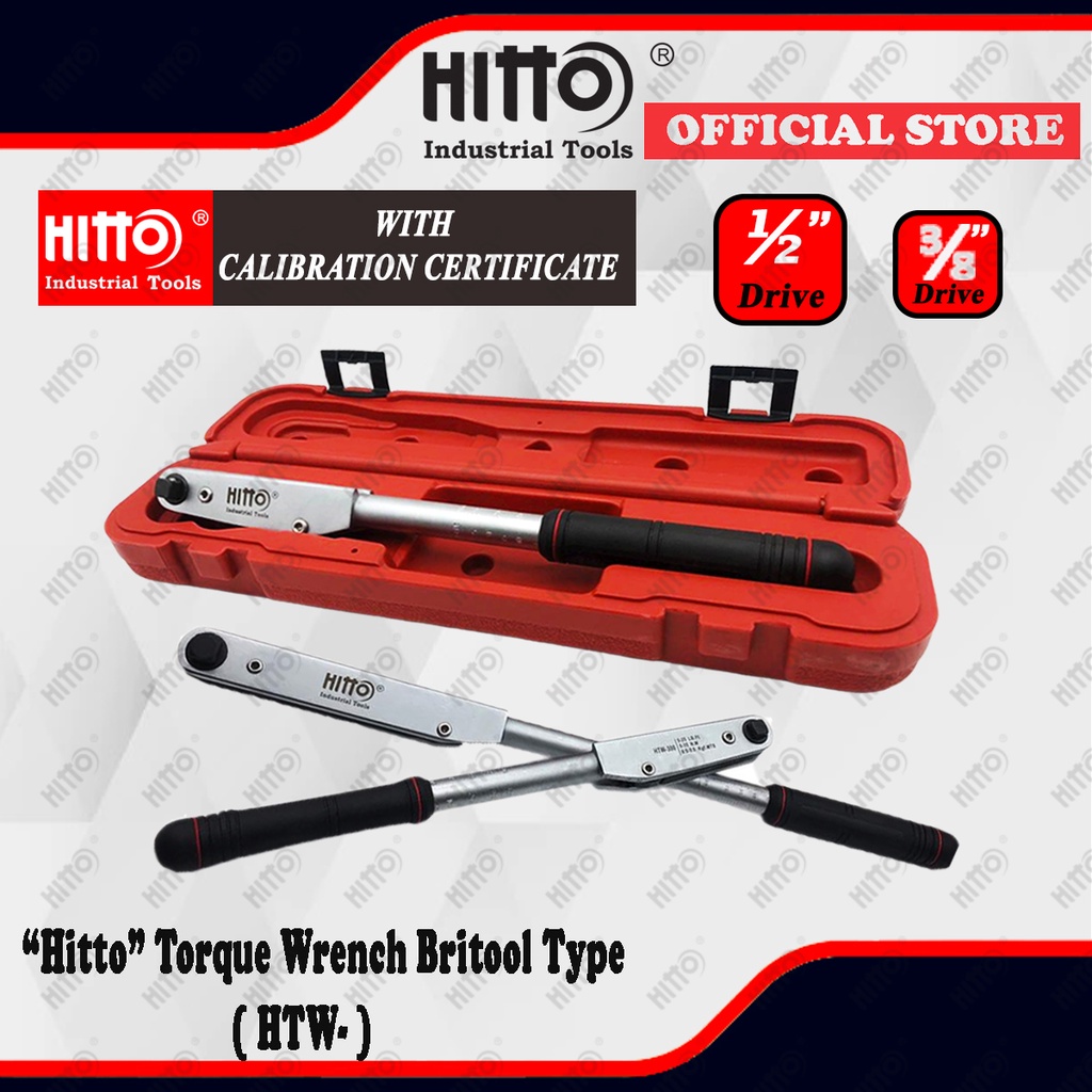 [ HITTO ] 1/2" 3/8" Adjustable Britools Type Torque Wrench 8-50lbft ...
