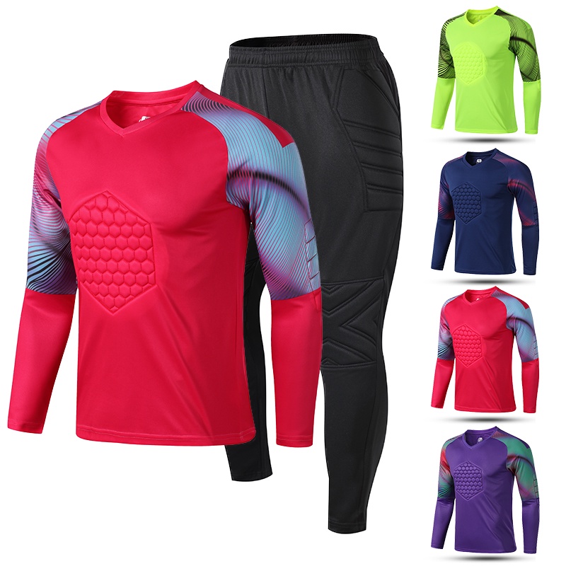 New Men Adult Soccer Goalkeeper Uniform Protective Sponge long Sleeve ...