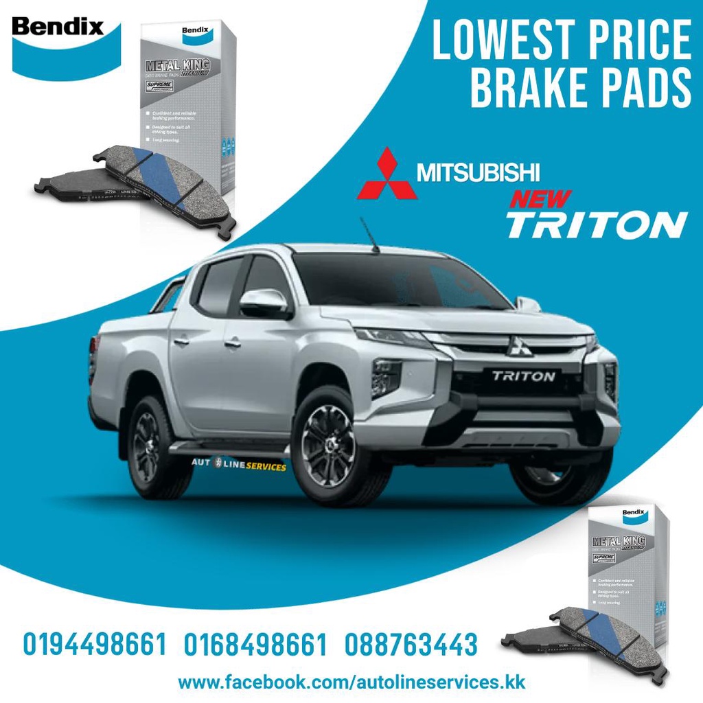 BENDIX FRONT BRAKE PADS Mitsubishi New Triton 2014-On Metal King Titanium Original Genuine Brake ...