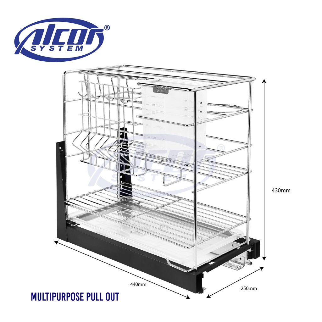 Alcor System 3 Tier Multipurpose Pull Out Unit Kitchen Basket/BBP-W15 ...