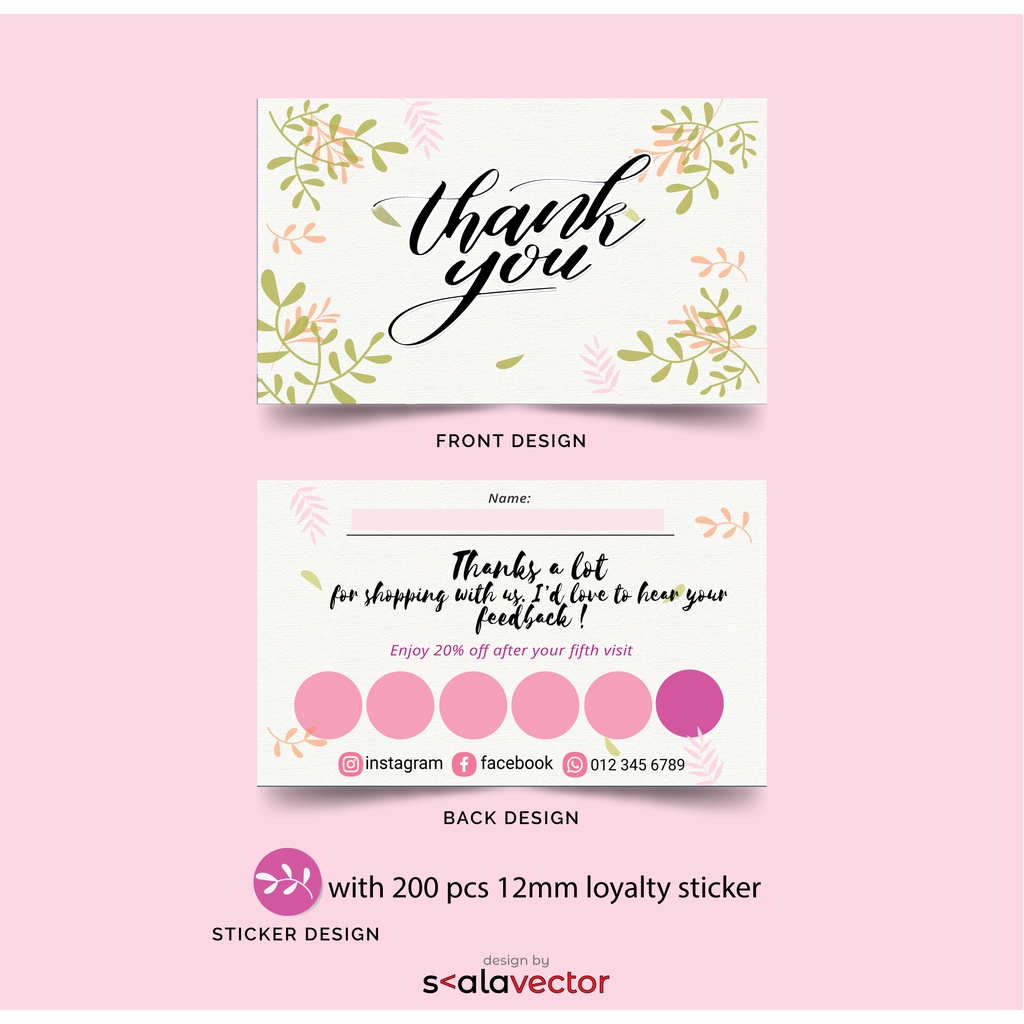 LC05 Loyalty card and sticker set / thank you card / business card ...