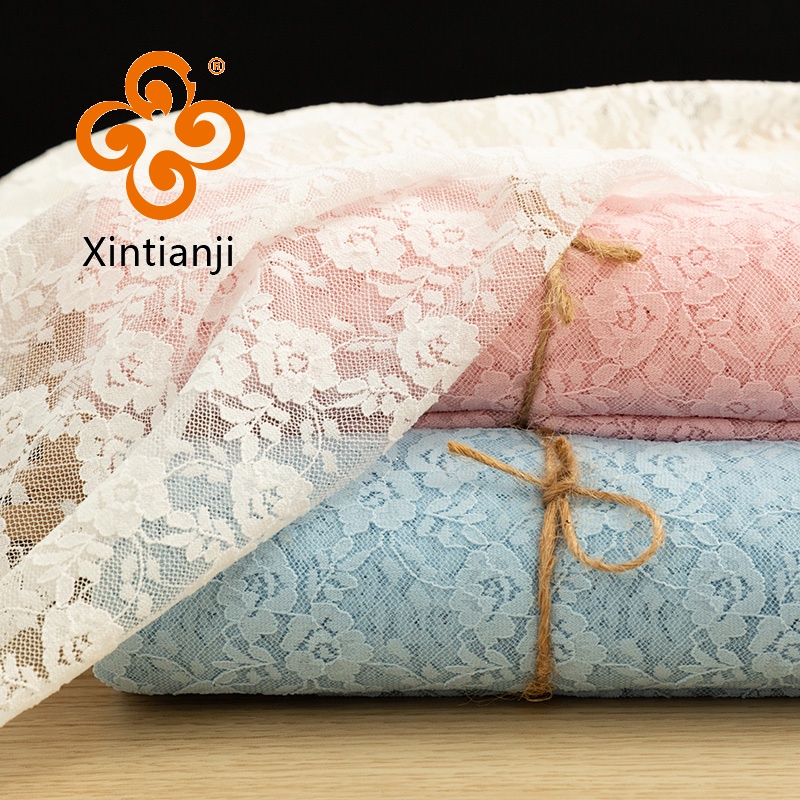 Fashionable Sewing fabric Cloth Knitted Floral Elastic Lace Fabric ...