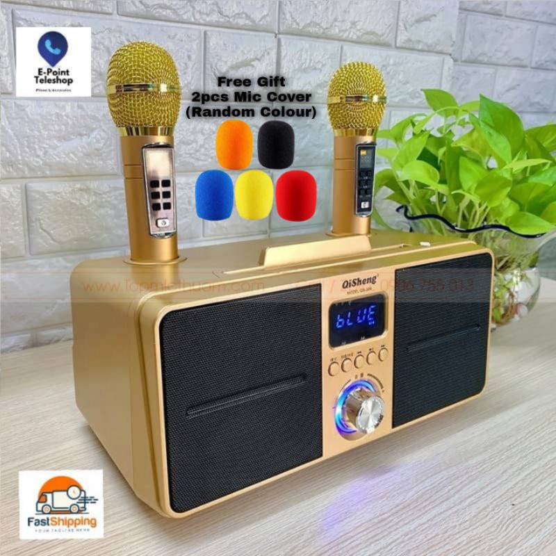 READY STOCK』』SDRD SD-309 Wireless Bluetooth Dual Microphone Karaoke Portable Speaker | Shopee ...