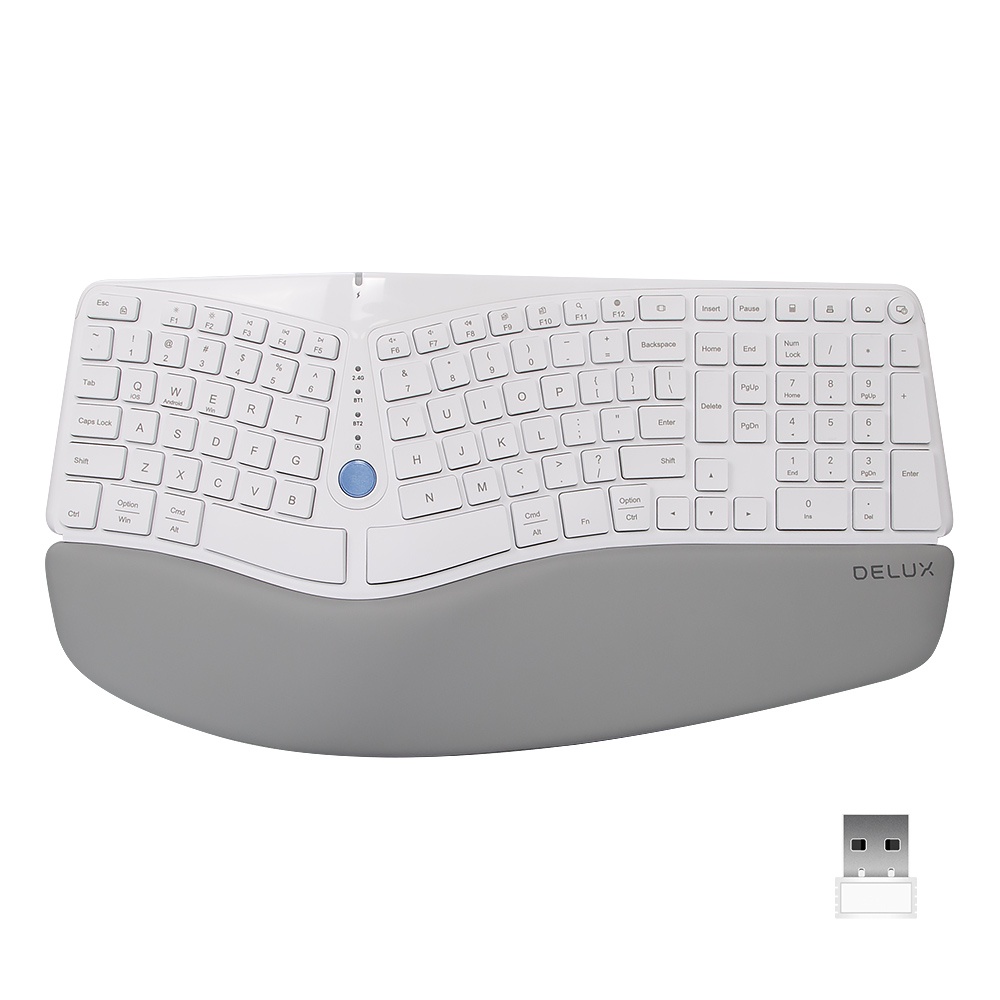 DELUX GM901D Wireless Ergonomic Split Keyboard With 2.4G USB Dngle ...