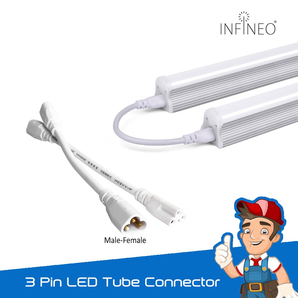 (10pcs/pack) T5 T8 Double End 3 Pin LED Tube Connector Male to Female ...