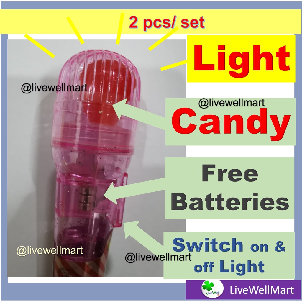 Microphone Light Pop Candy/ Shining Mic Lollipop Whistle Toy Party Kids ...