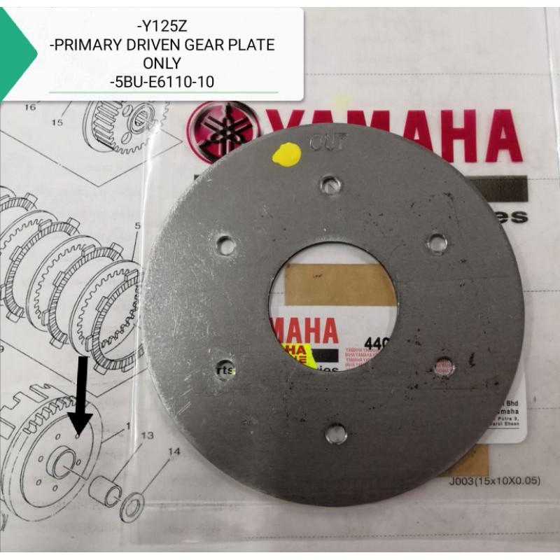 PRIMARY DRIVEN GEAR PLATE ONLY ORIGINAL HLY - YAMAHA Y125Z ( 5BU-E6110 ...