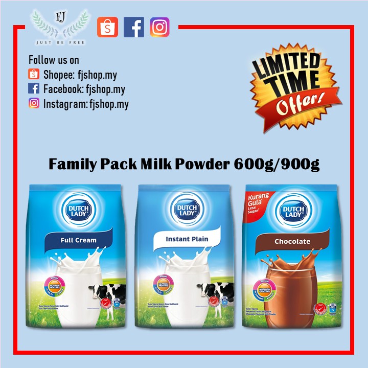 Ready Stock Dutch Lady Milk Powder 900g [Full Cream / Instant Plain ...