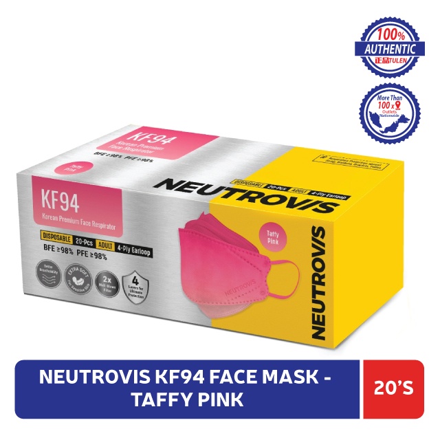 NEUTROVIS KF94 PREMIUM DISPOSABLE FACE MASK 20'S - Taffy Pink | Shopee ...