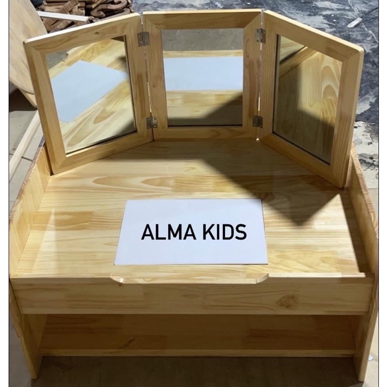 Desktop Mirror Three-Pointed Multi-Dimensional Wooden Mirror | Shopee ...