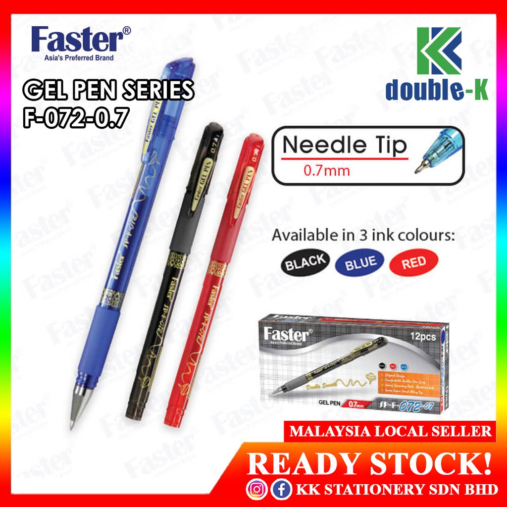 Faster F-072 Gel Pen 0.5mm/0.7mm RM1.30/pcs 12pcs/box (Black/Blue/Red ...
