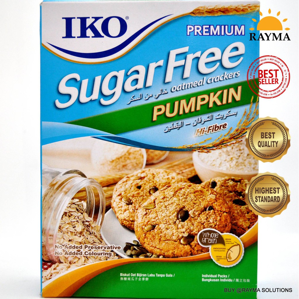 IKO Premium Sugar Free Pumpkin Oatmeal Crackers, Hi-Fiber, 178g (Twin ...