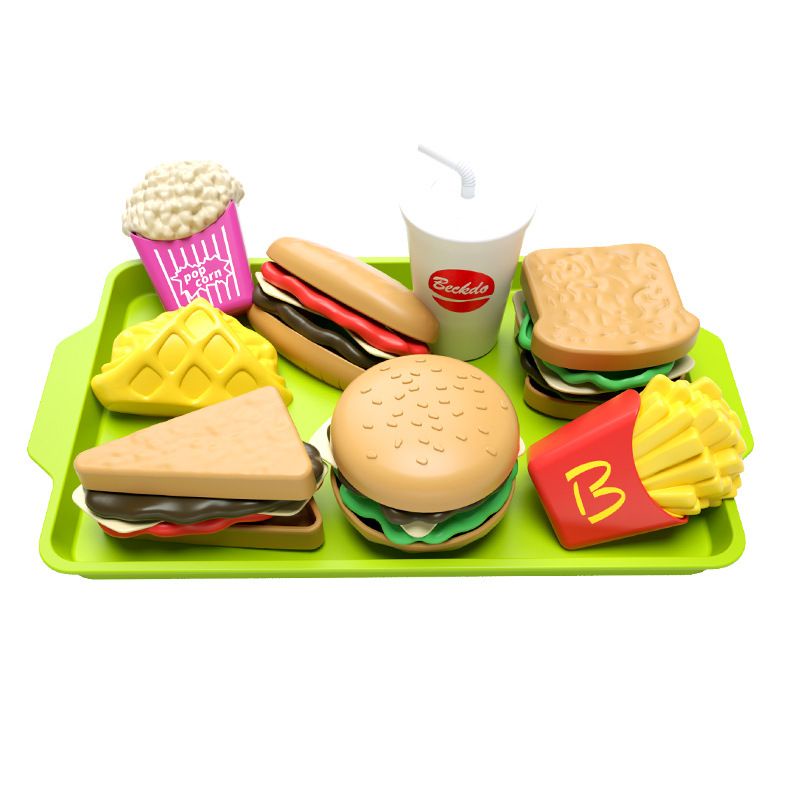 (SmartHouse) 9pc Mini Hamburger Toys Set Pretending Play Set Fun Fried ...