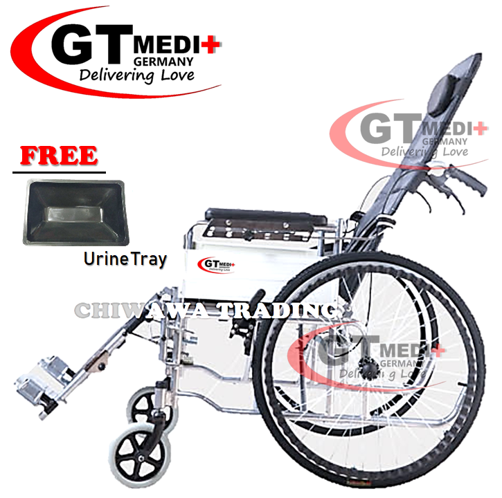 WC-PLC-20 GT MEDIT GERMANY Lie Down Reclining Self Propelled Commode Toilet Wheelchair Wheel ...