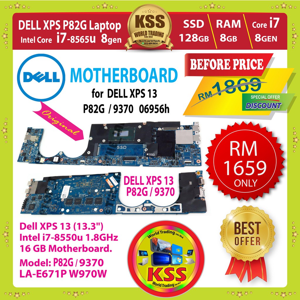 Dell XPS 13 P82G (13.3") 9370 Intel i7-8550U CPU 8GB RAM SUPPORTED ...