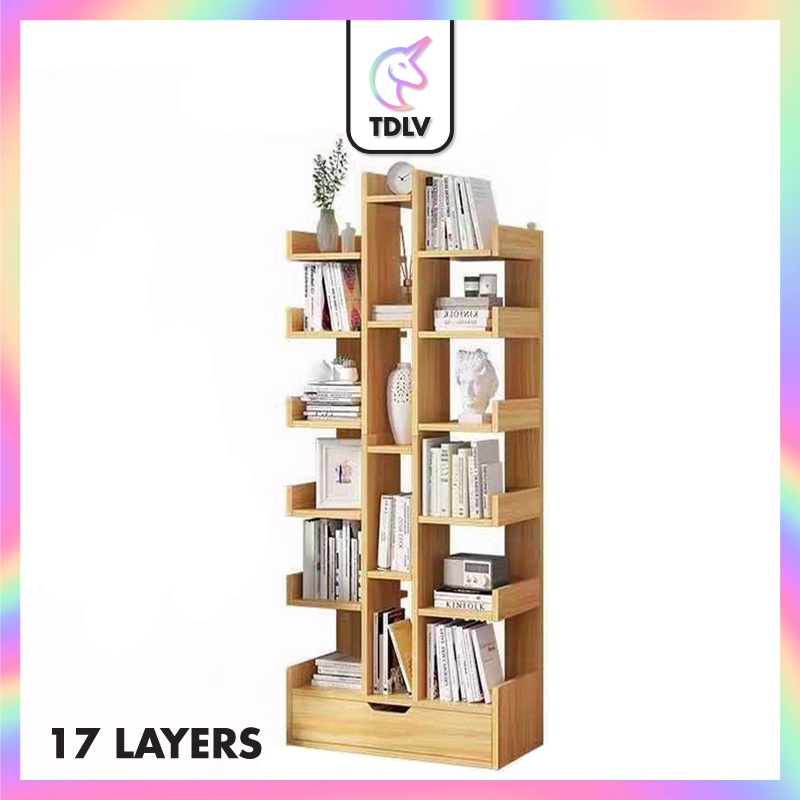 TDLV 17 Layers Bookcase Utility Shelf Bookshelf File Rack Storage Rack (WALNUT) | Shopee Malaysia