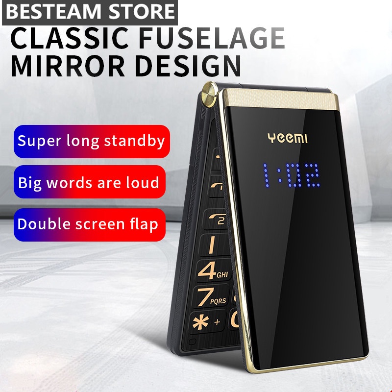 Classic Flip Mobile Phone YEEMI M2-C Dual Sim 5900mAh Elderly Cell Dual Display Big Key Loud ...