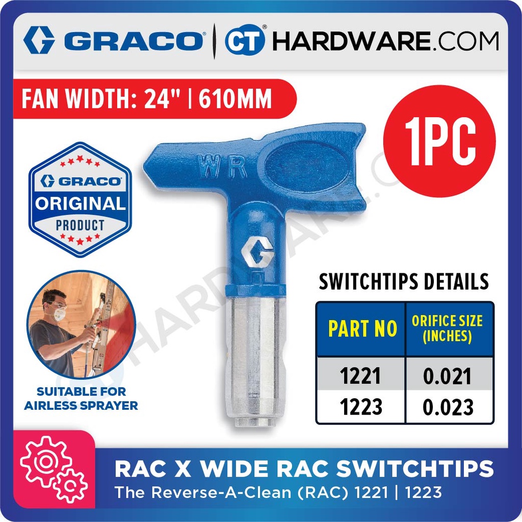 GRACO RAC X WIDE RAC SWITCH TIP 24" (610 MM) FAN WIDTH SUITABLE FOR ...
