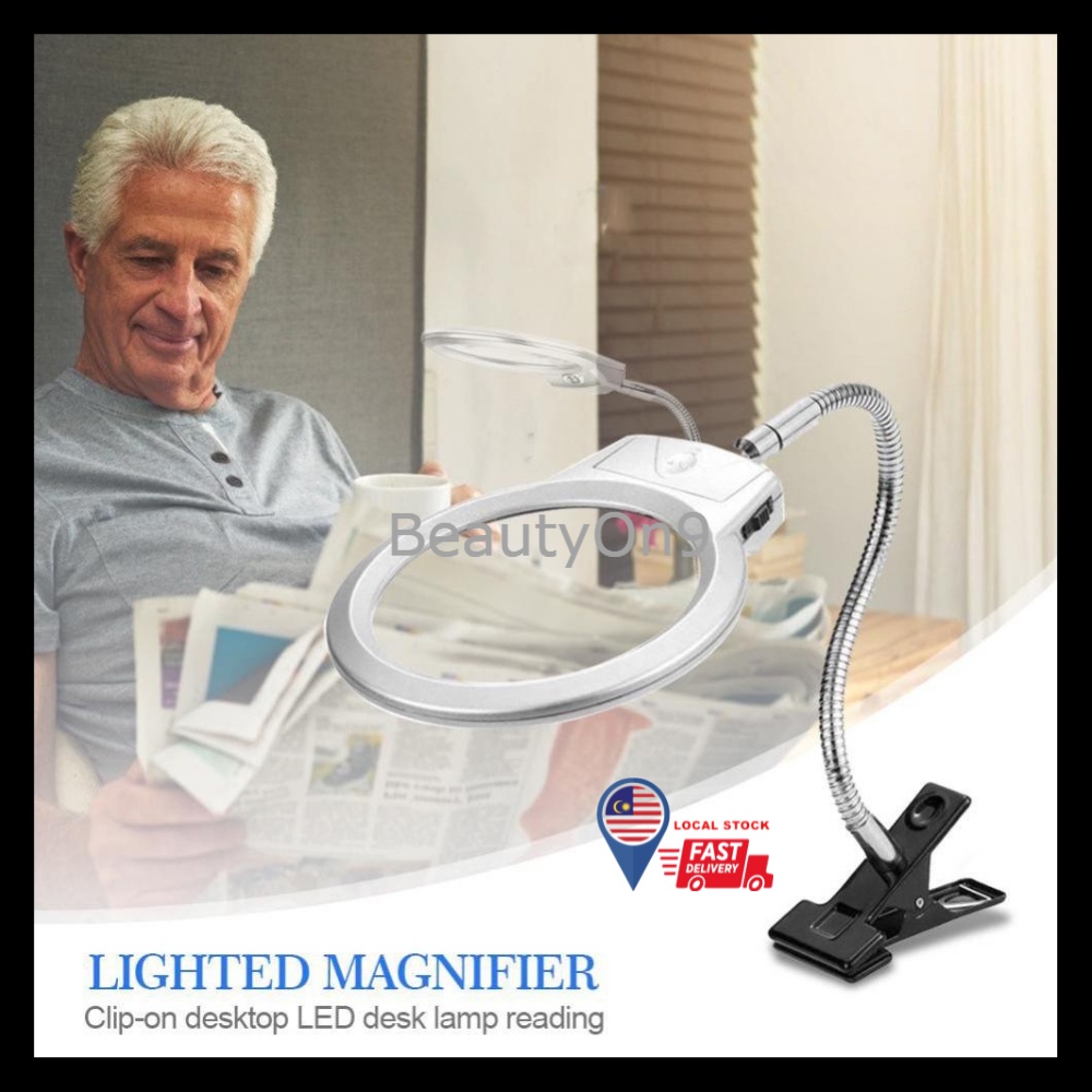 (LOCAL STOCK) Reading Magnifying Glass with LED Light Table Clip ...