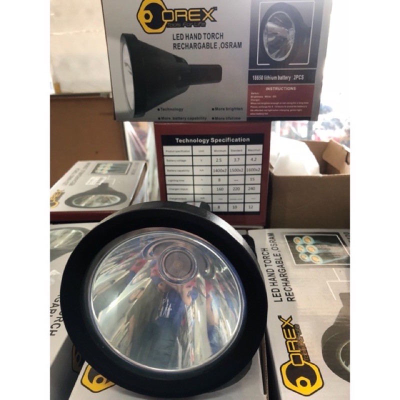 OREX LED HAND TORCH RECHARGABLE 20W O01-05-LT420 (OSRAM WHITE) | Shopee ...