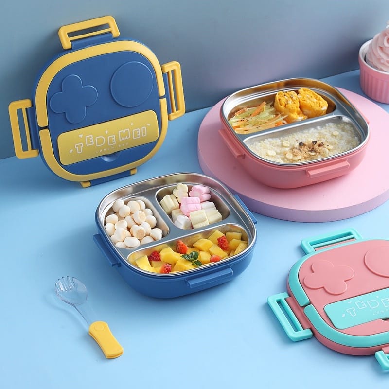 TEDEMEI Creative 304 Stainless Steel Children's Meal Box Lunch Box Cute ...