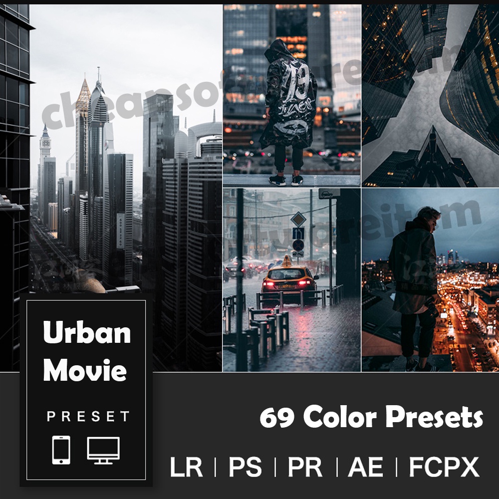 LR/PS/PR preset industrial style urban movie black gold film portrait ...