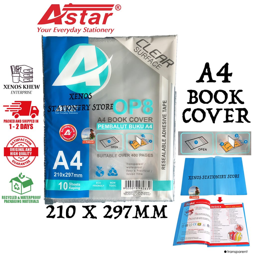 PP Book Cover Clear/Emboss for Exercise/Text/Activity/A4 Book Pembalut ...