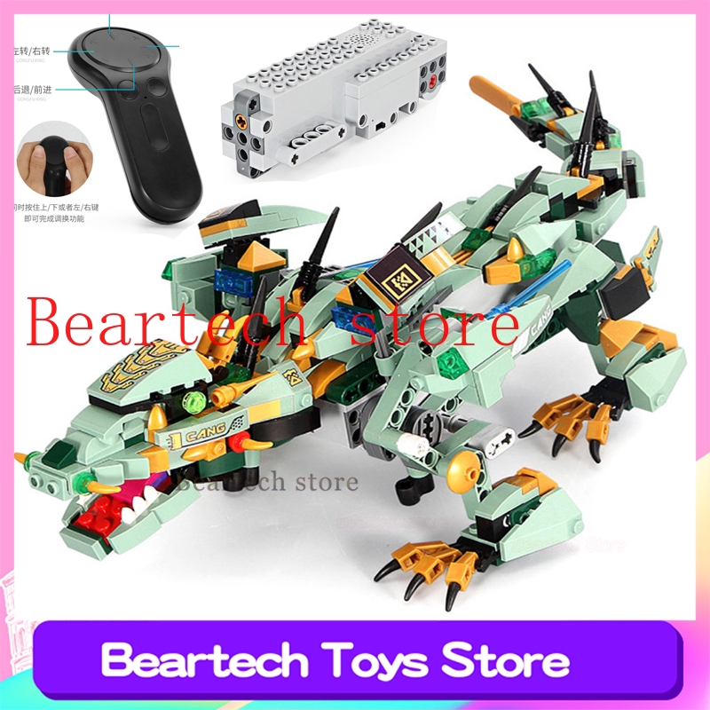 515pcs Remote Control RC Green Ninja Mech Dragon USB Electric Building ...