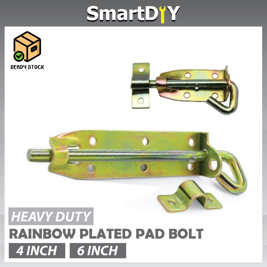 4" 4 in / 6" 6in Rainbow Pad Bolt Metal Door Bolt Latch Slug Rainbow ...