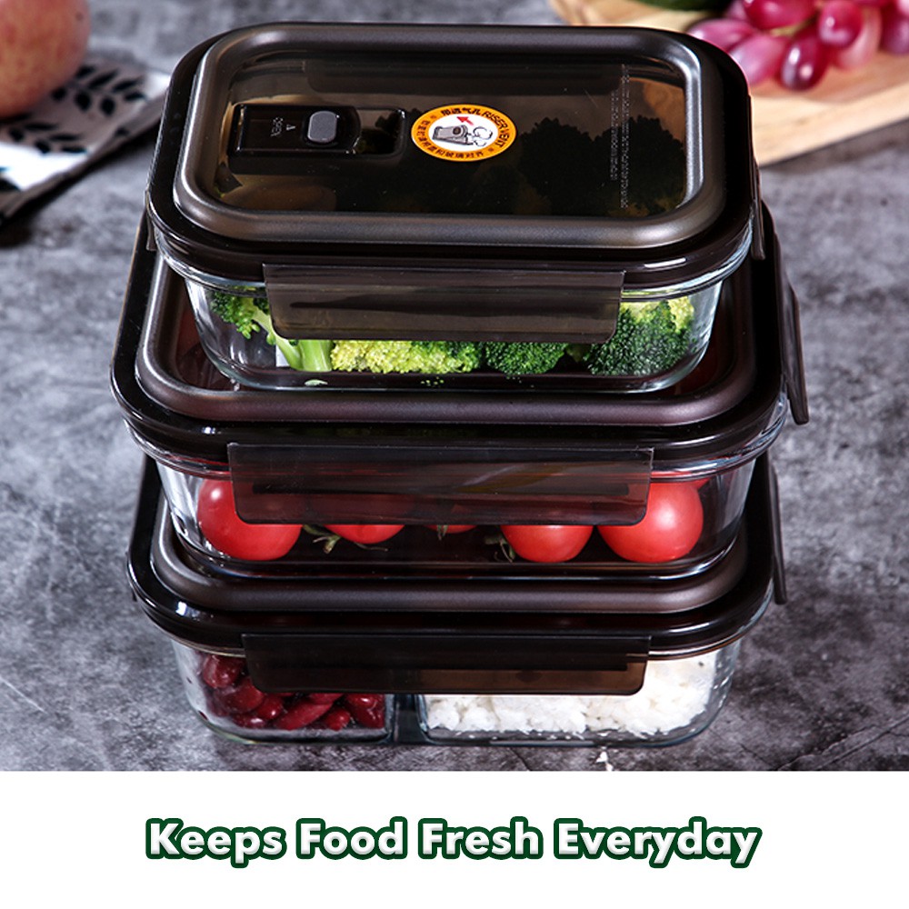 Lunch Box Airtight Borosilicate Glass Food Storage Container Oven Safe ...