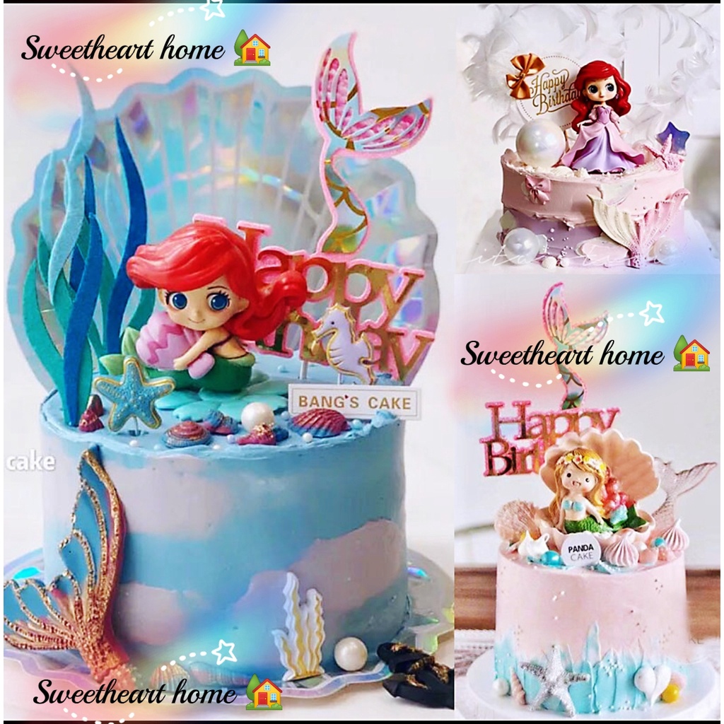 Ready stock - Cute Beautiful Mermaid Princess Starfish Birthday Acrylic ...