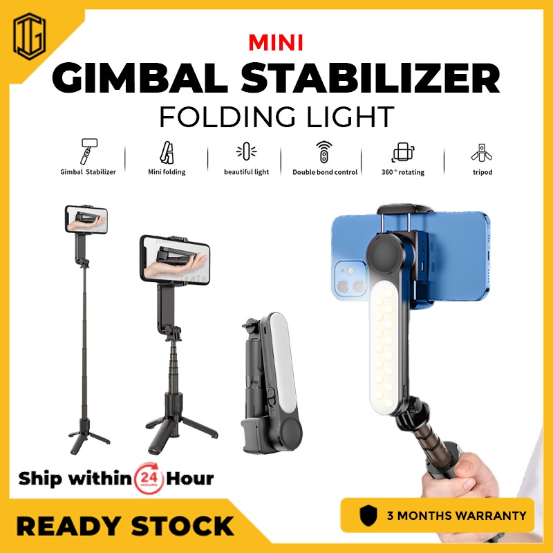 L09 Bluetooth Selfie Stick Tripod Gimbal Stabilizer with Dimmable Fill ...