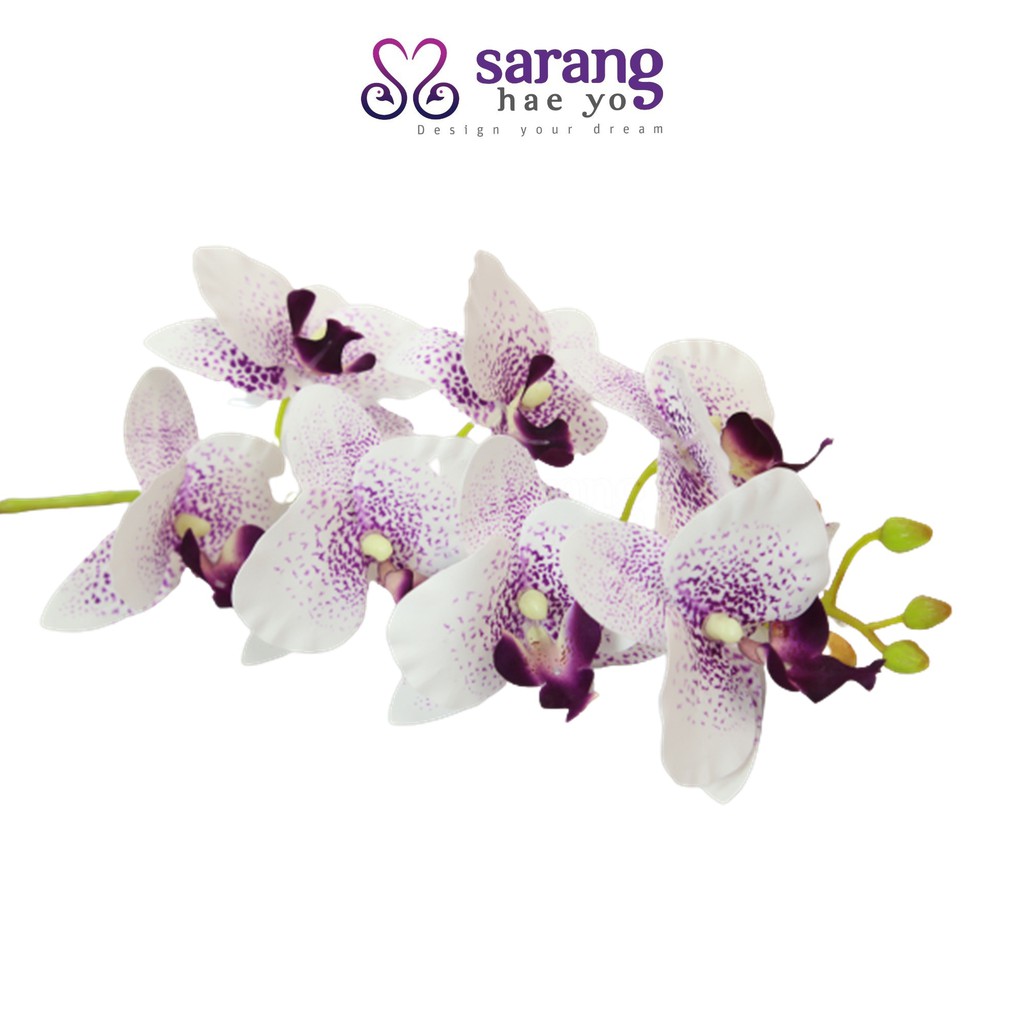 Artificial 7 Heads Small Orchid Latex 3D Hand Bouquet Bunga Orkid 3D ...