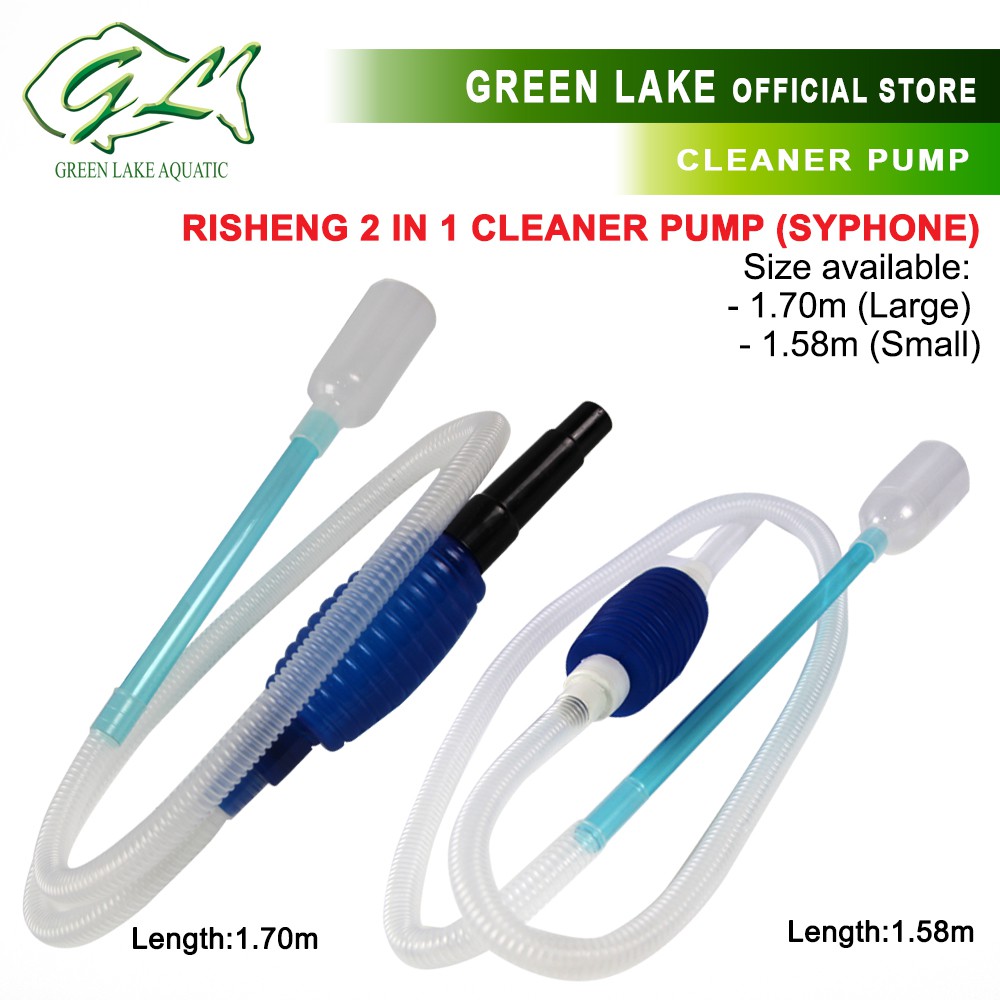 Risheng 2 IN 1 Cleaner Pump Syphone Aquarium Siphon Water Changer Pump ...