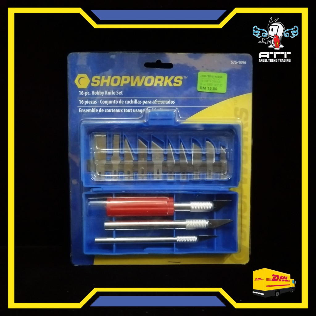 SHOPWORKS 16PC HOBBY KNIFE SET (Hobby Kit Model Kit Tools Gundam Gunpla Diorama) | Shopee Malaysia