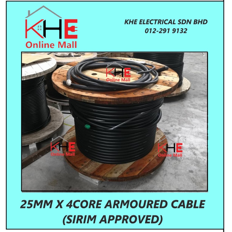 #SELL PER METER# MEGA 25MM X 4CORE ARMOURED CABLE (SIRIM APPROVED ...
