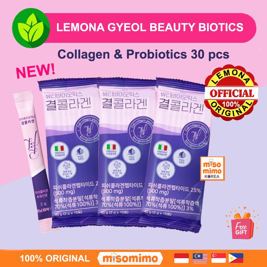 LEMONA Gyeol Collagen Beauty Biotics Probiotic 30 Sticks Korea + Bonus ...