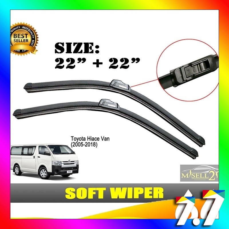 🔥Ready Stock🔥Toyota Hiace Van (2005-2018) Soft Car Wiper Blade Set (22 ...