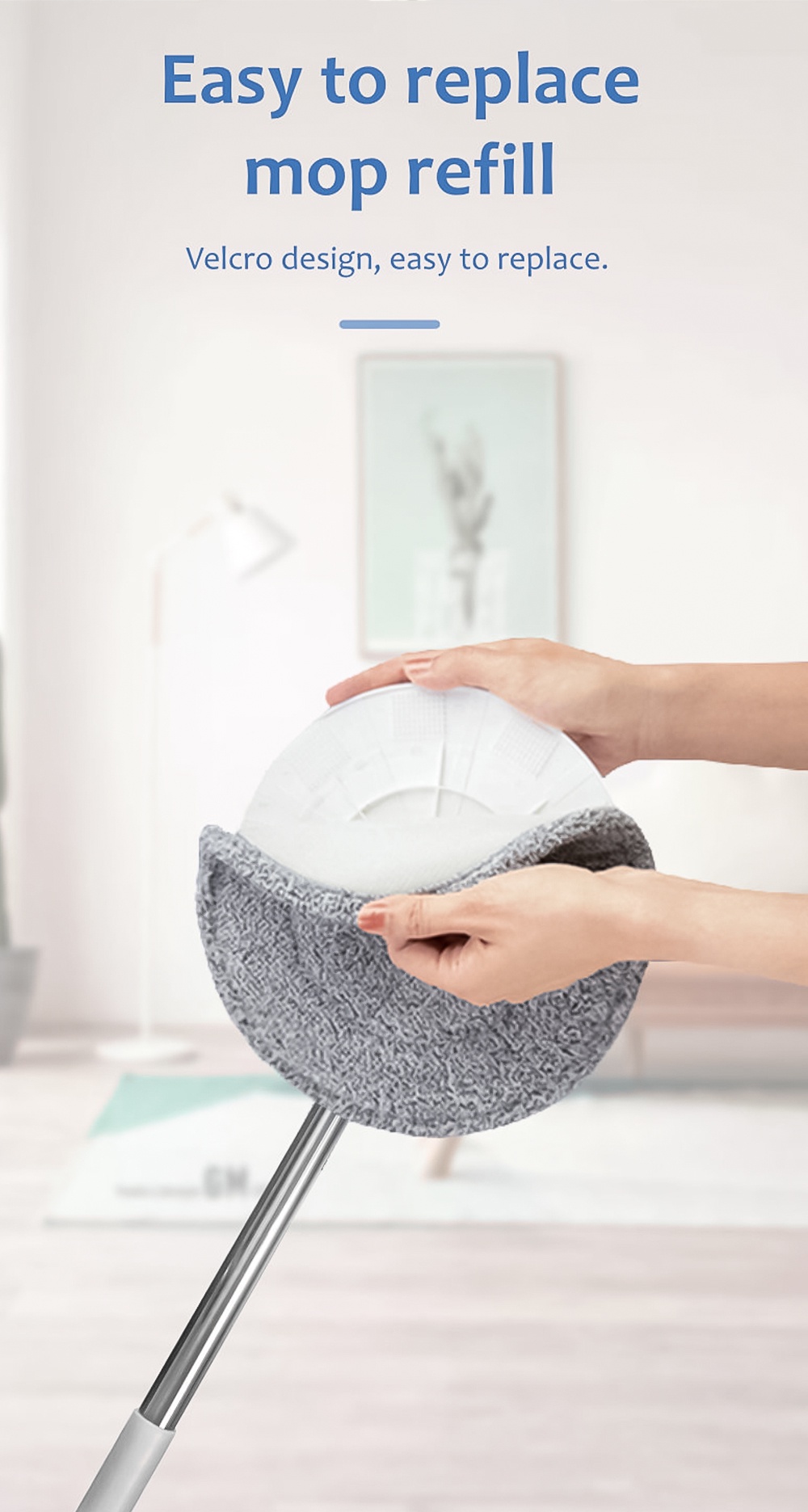 Farcent Flat Spin Mop Compact Dual-axis Spin Mop Set Stainless Steel ...