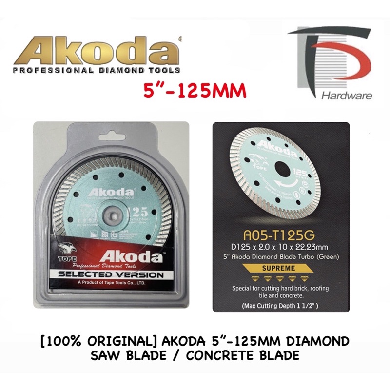 [100% ORIGINAL] AKODA 5”-125MM DIAMOND SAW BLADE / CONCRETE CUTTING ...
