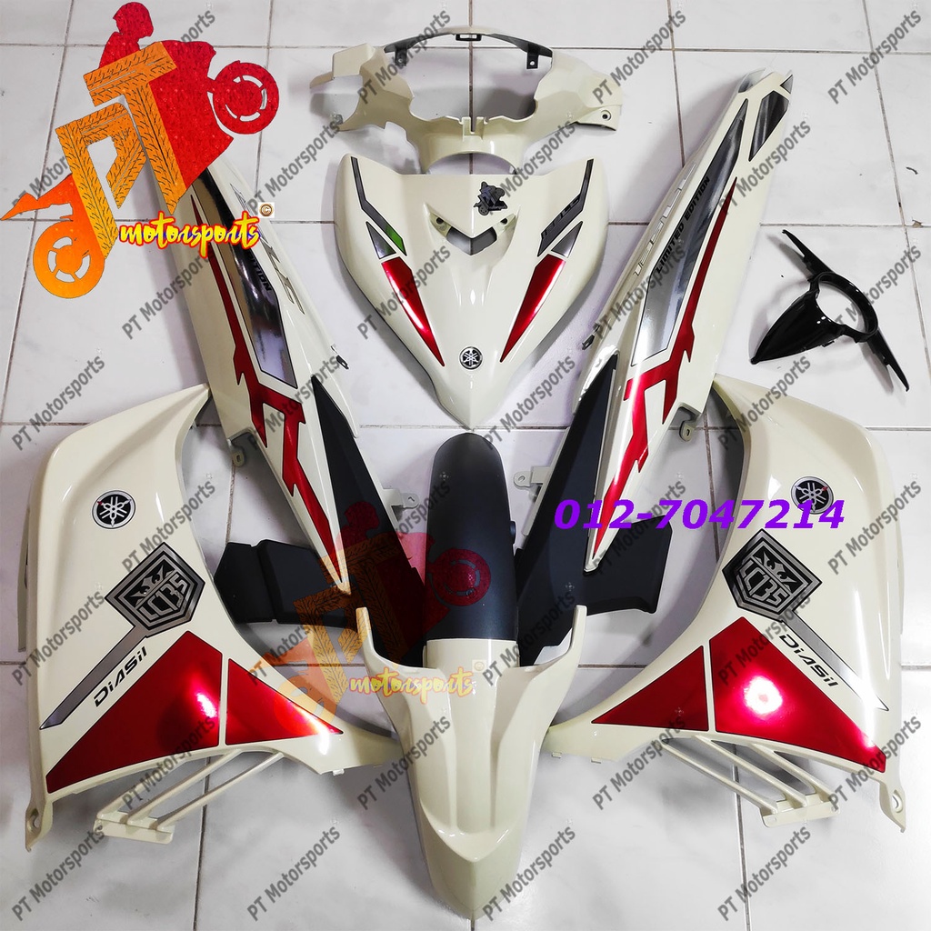 Yamaha LC 135 New Cover Set Creamy White Sticker Chrome Gold Red Sky ...