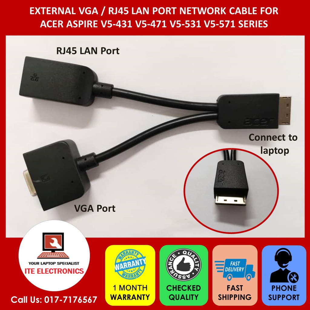 V5-431 ACER V5-471 ASPIRE V5-531 V5-571 SERIES EXTERNAL VGA / RJ45 LAN ...