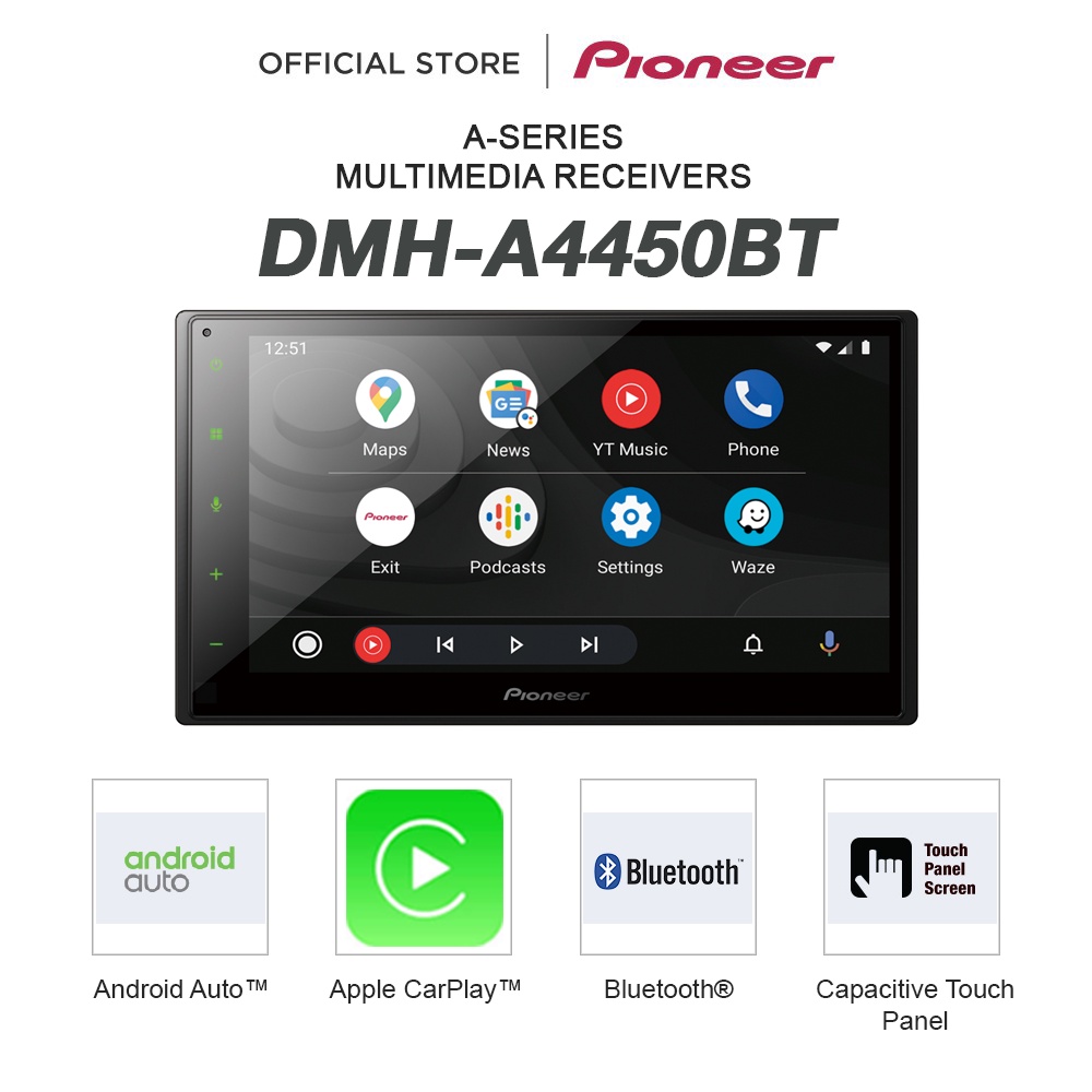 Pioneer Car Audio l DMH-A4450BT l Pioneer In-Dash Double-DIN A-Series Multimedia AV Receiver ...