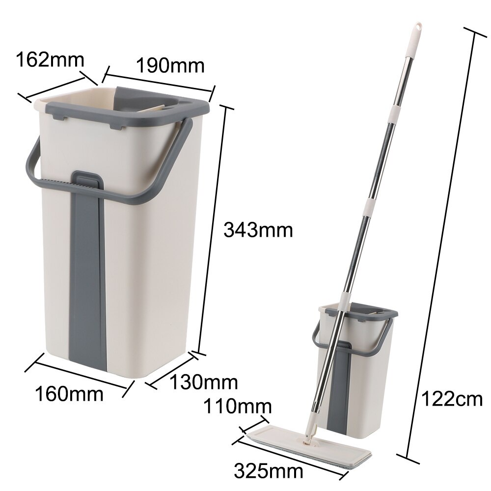 Flat Squeeze Magic Mop Set Wooden Floor Flat Lazy Mop Hand Free Washing ...