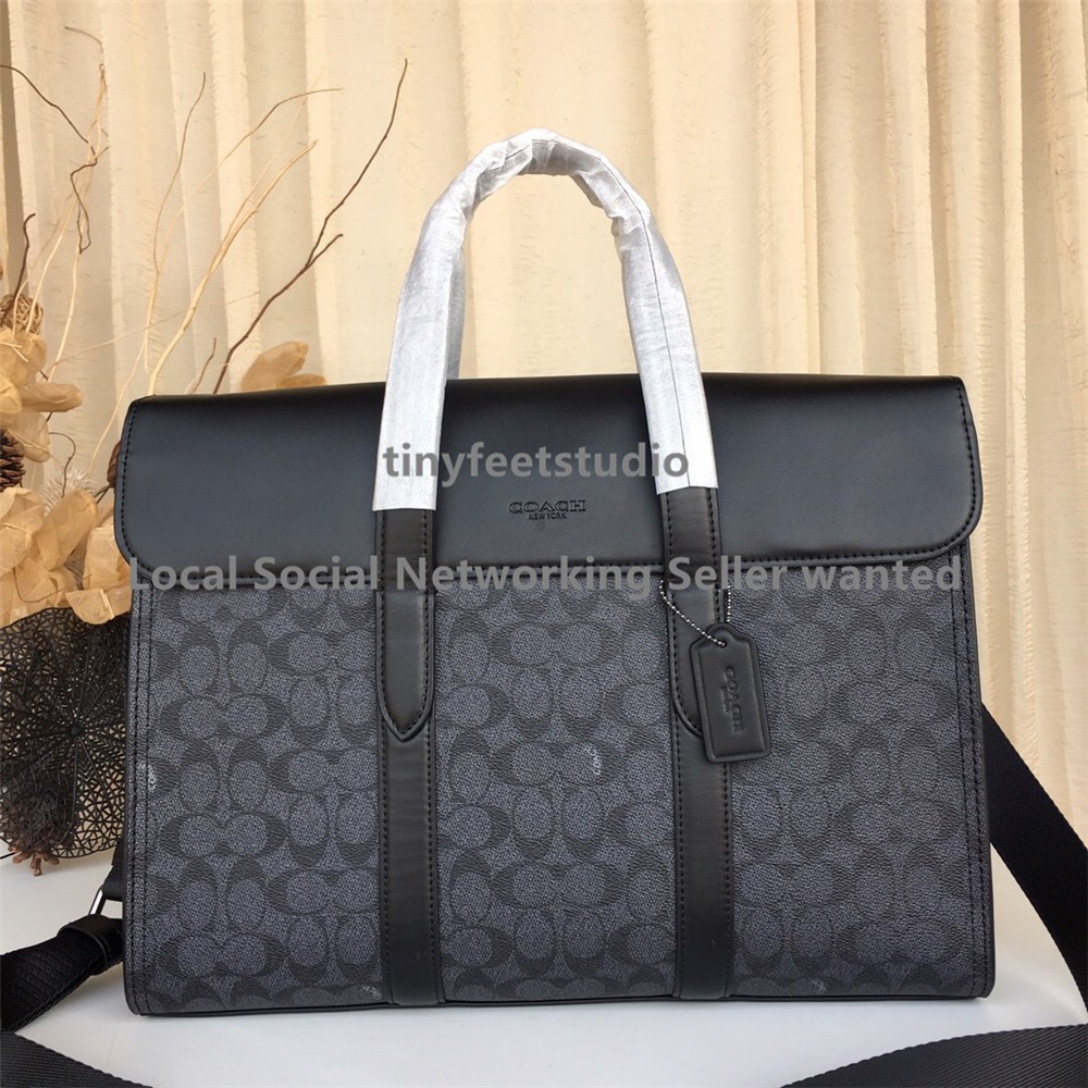 C〇/a*c./h Portfolio Signature Canvas Men Metropolitan Briefcase 39775 ...