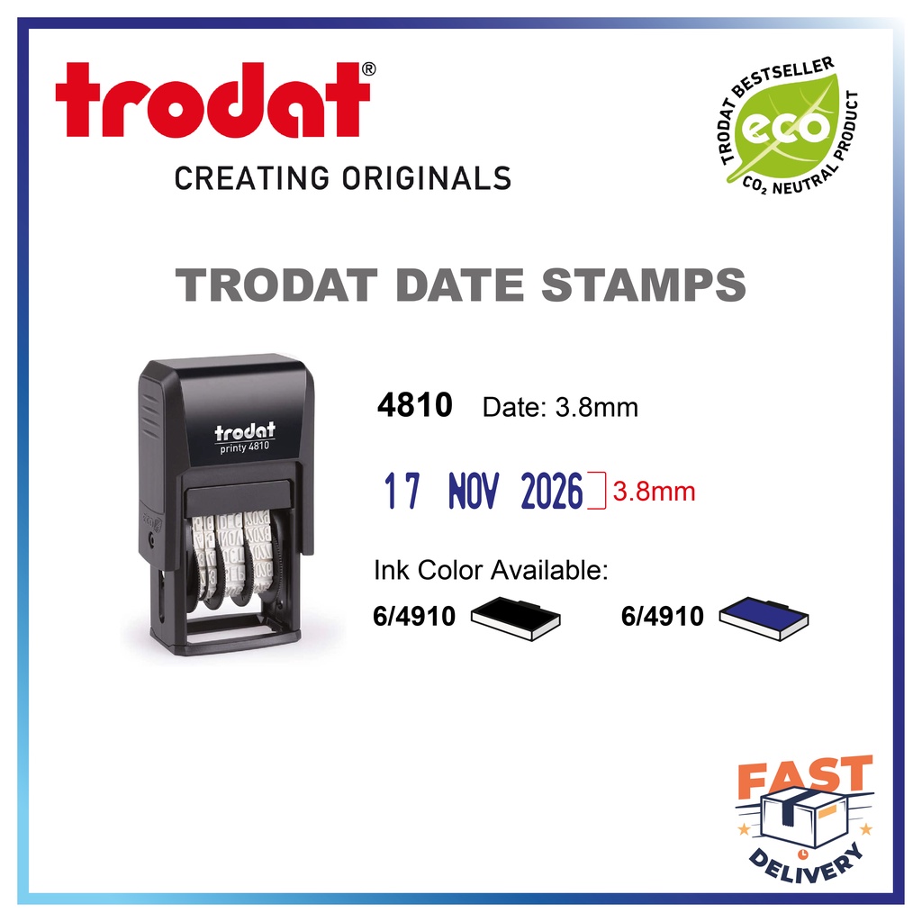 TRODAT 4810 SELF INKING PRINTY DATER STAMP | Shopee Malaysia
